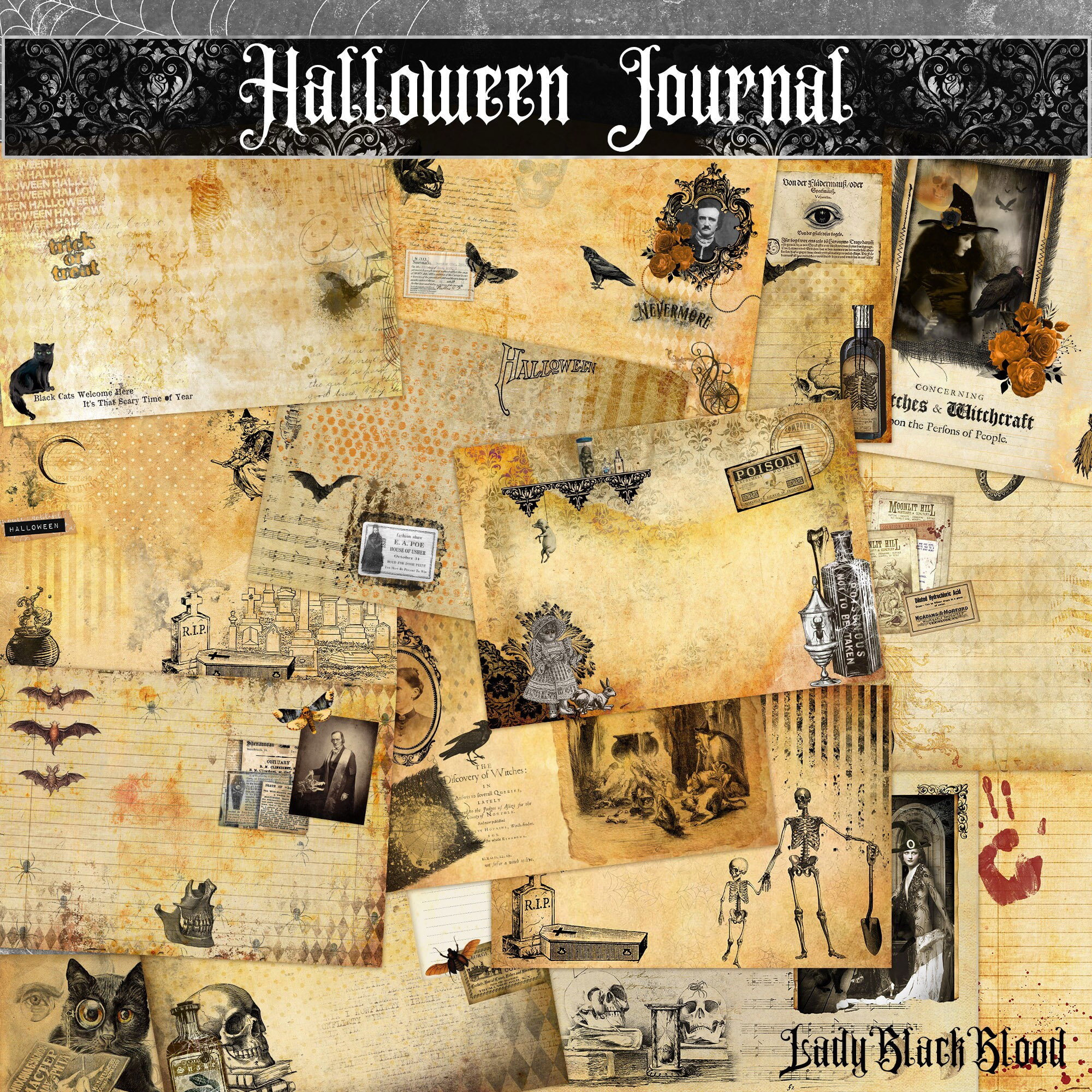 Halloween Journal Kit Junk Journal Kit Halloween Journal - Etsy