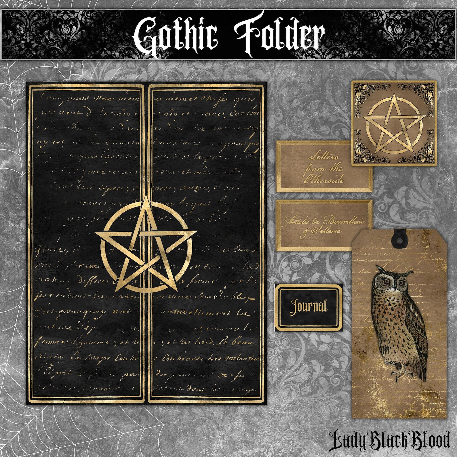 Gothic Folder, Ephemera Storage Folder, Mini Folder, Printable Folder ...