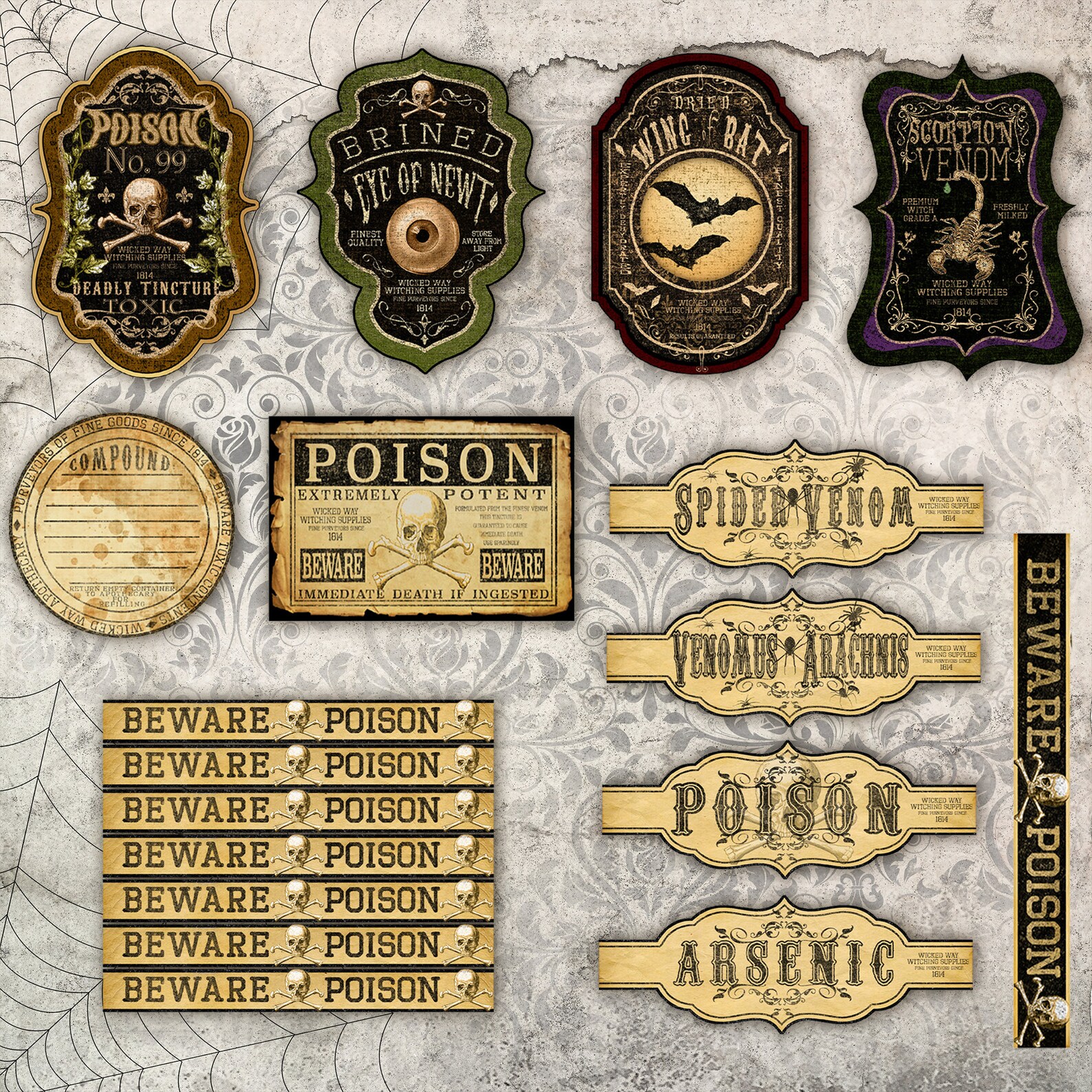 Halloween Potion Bottle Labels,haloween Decor, Apothecary Bottle Labels ...