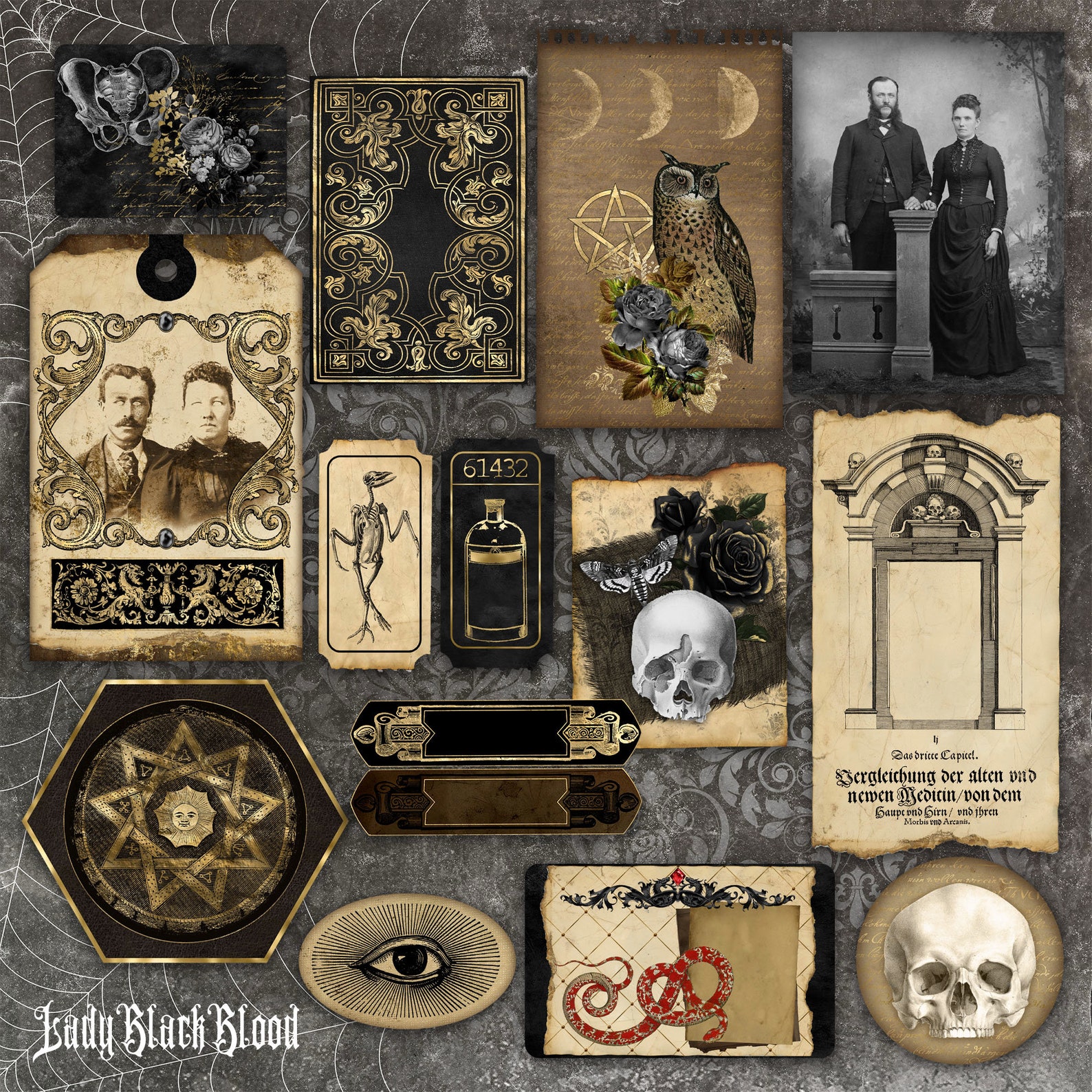 Mors Mortiferum Ephemera Kit for Journaling & Scrapbooking, Gothic ...