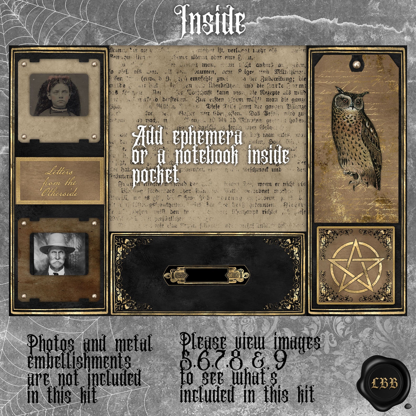 Gothic Folder, Ephemera Storage Folder, Mini Folder, Printable Folder ...