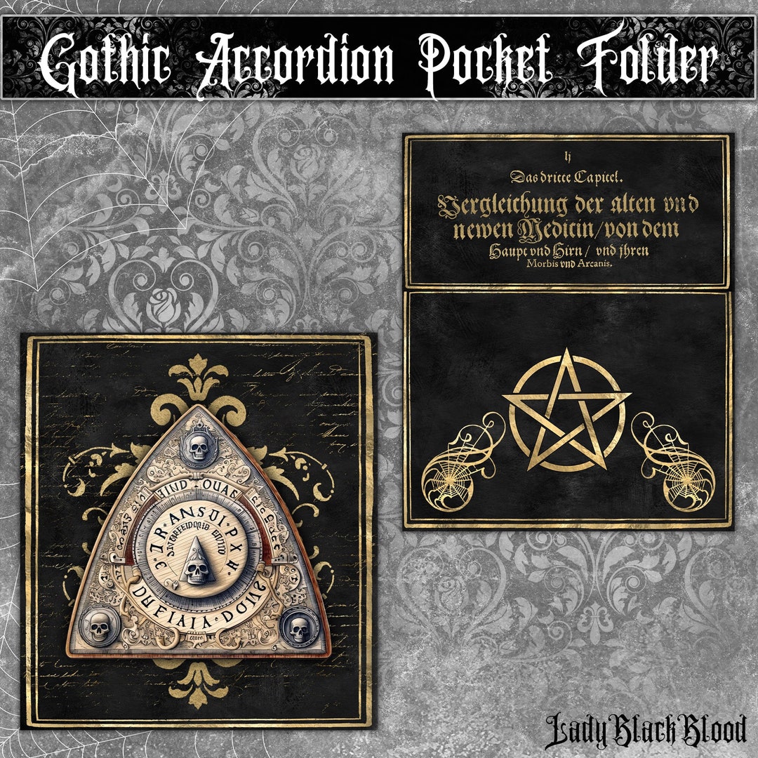 Gothic Accordion Pocket Folder, Ephemera Storage Folder, Mini Folder ...