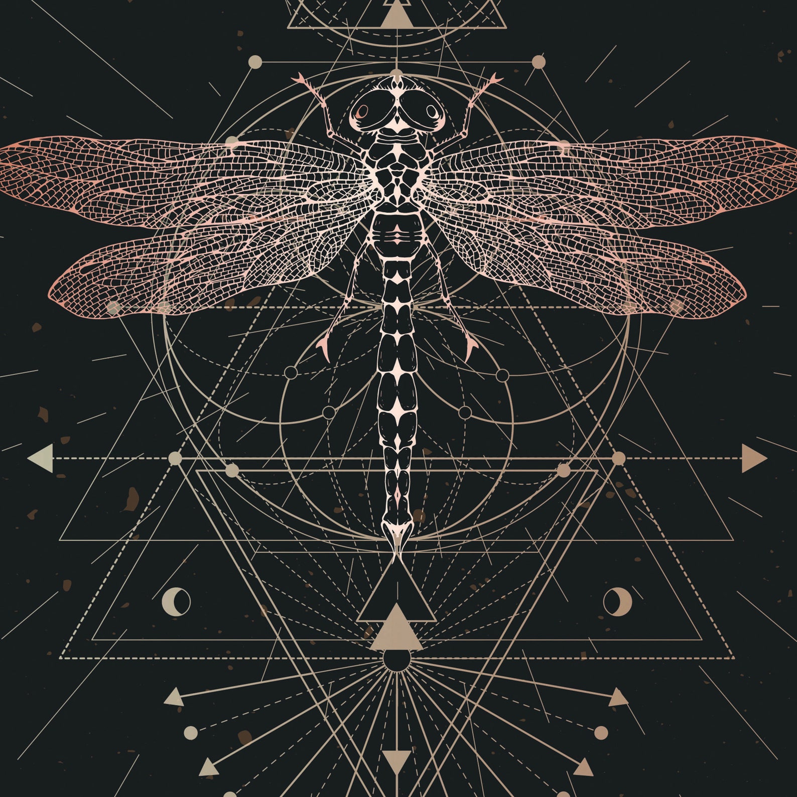 Sacred Geometric Dragonfly Wall Artabstract Mystic Sign - Etsy