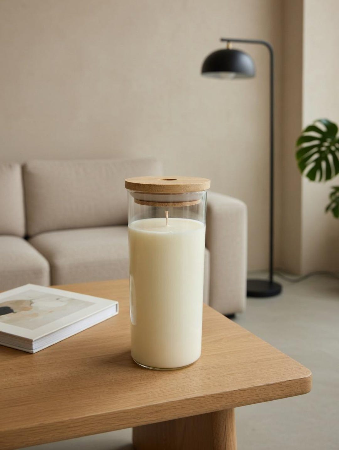 12oz - Unscented White Soy Prayer Candle With Bamboo Lid: Clean Burning ...