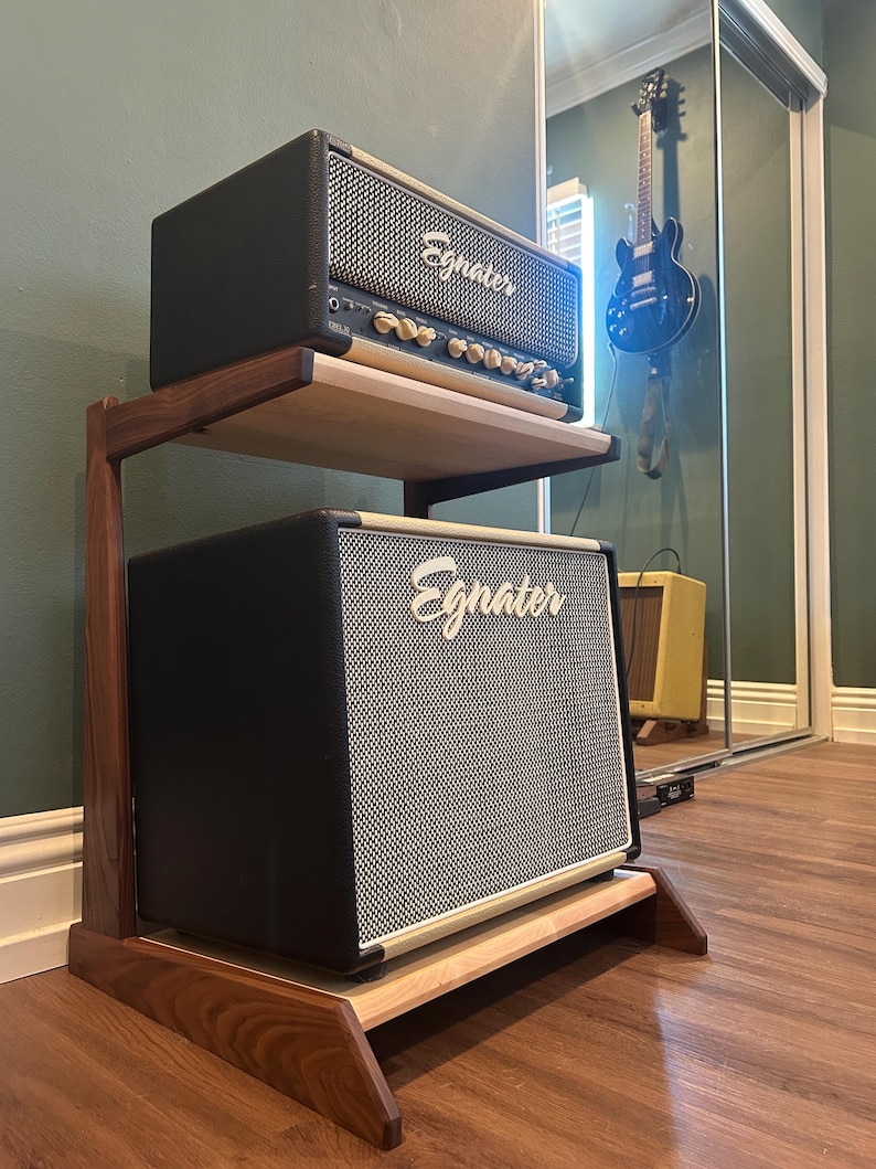 Modern Walnut/maple Guitar Amp Stand | Handcrafted 2-tier Amp Rack for ...