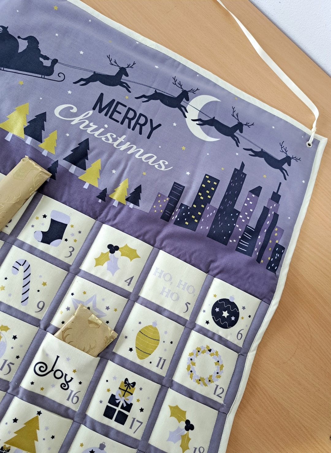 Fabric Advent Calendar With Pockets, Refillable Advent Calendar ...