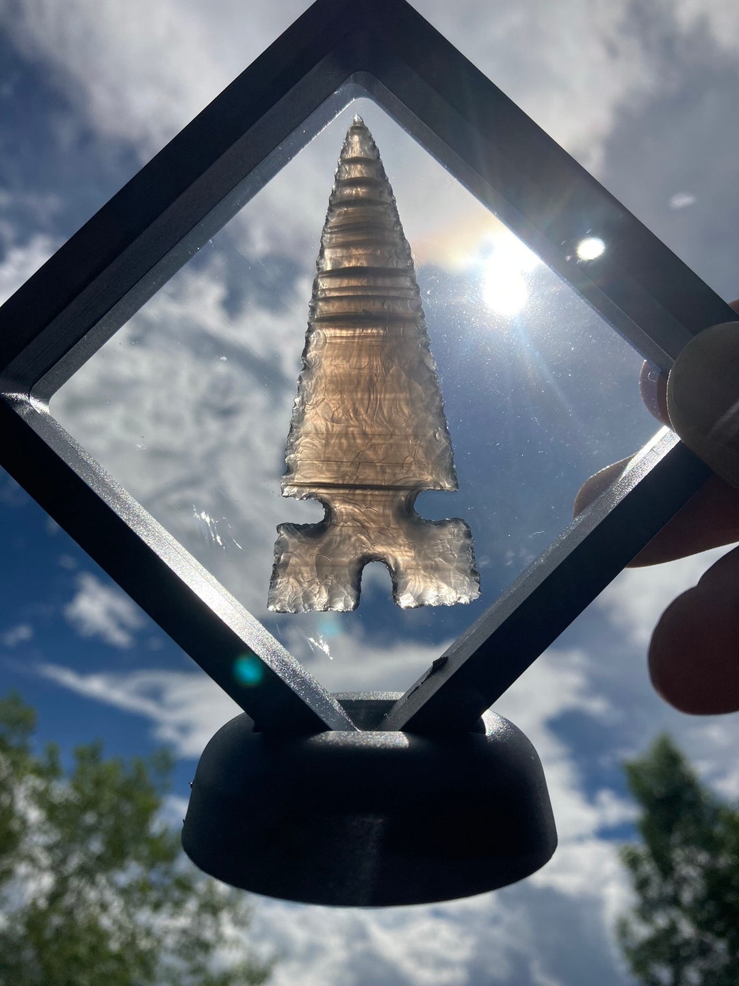 Banded Obsidian Arrowhead With Display Case - Etsy