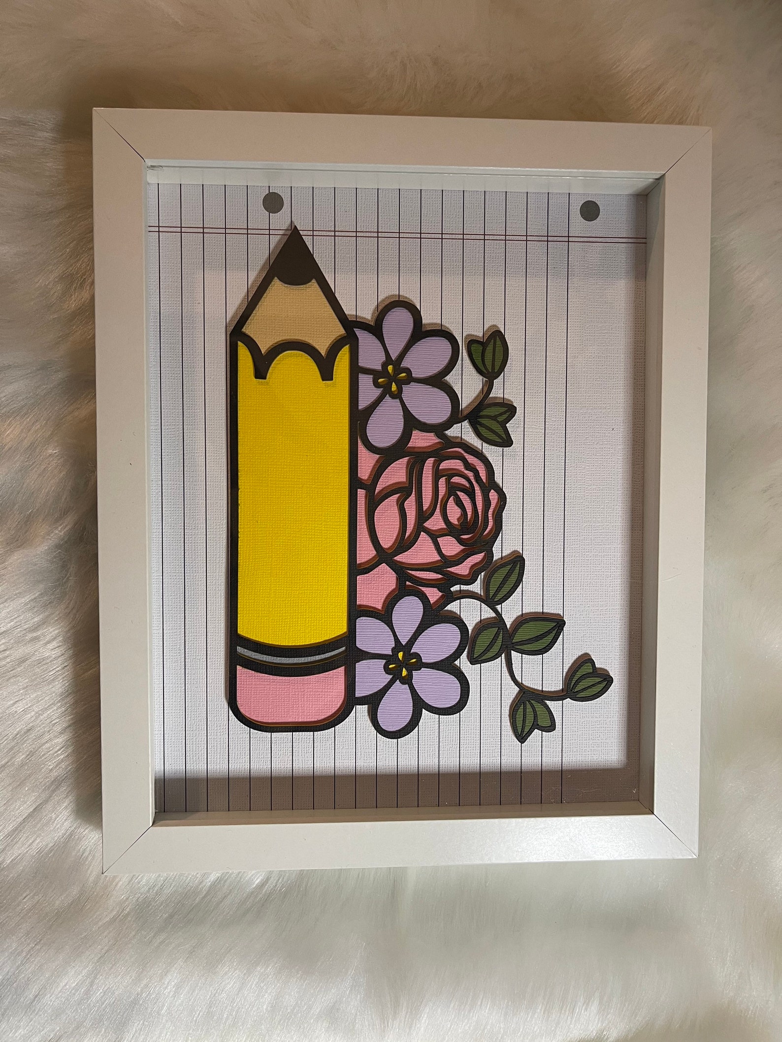 Teacher pencil shadow box | Etsy