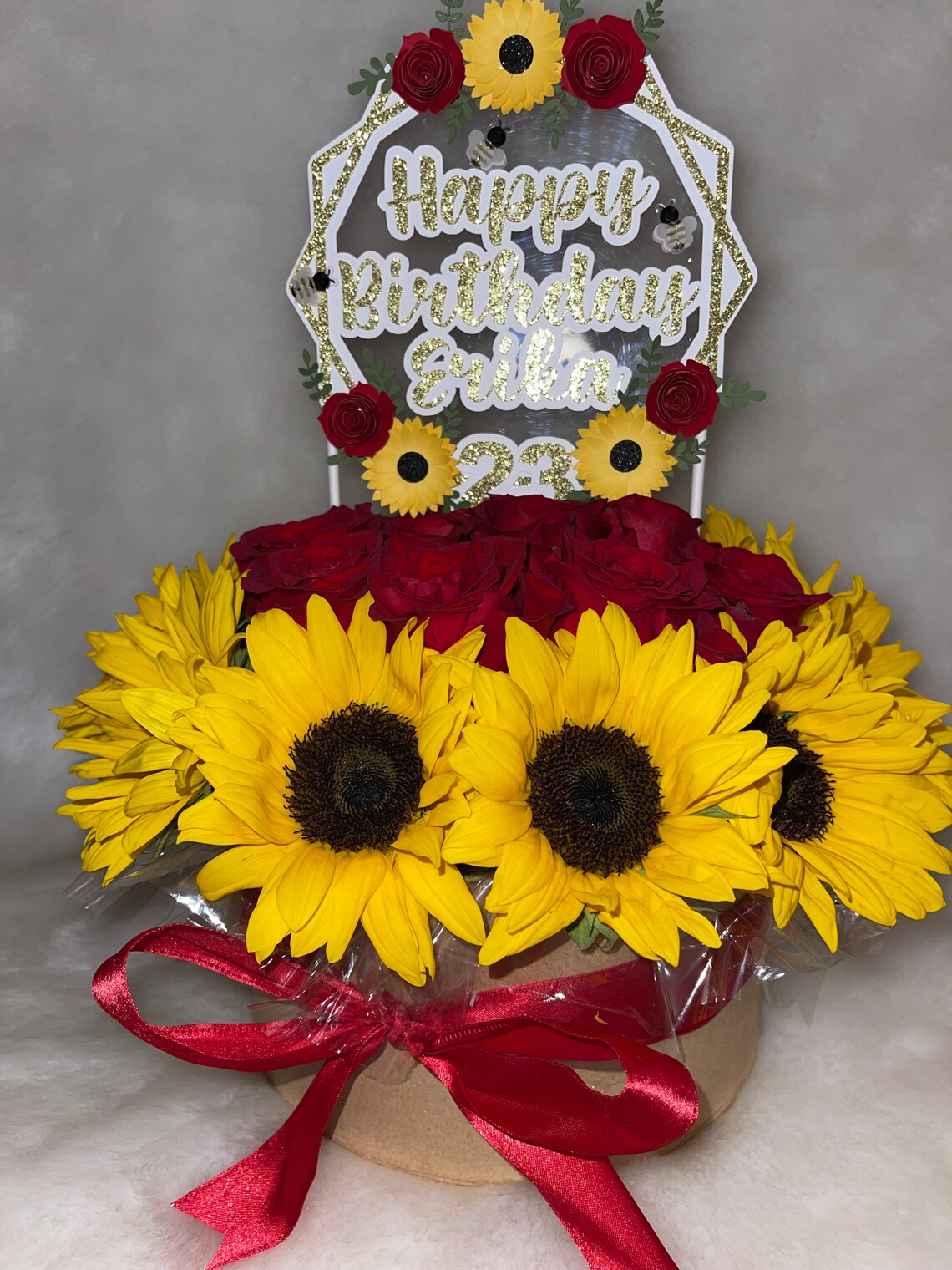 Sunflowers and Roses Cake Topper - Etsy
