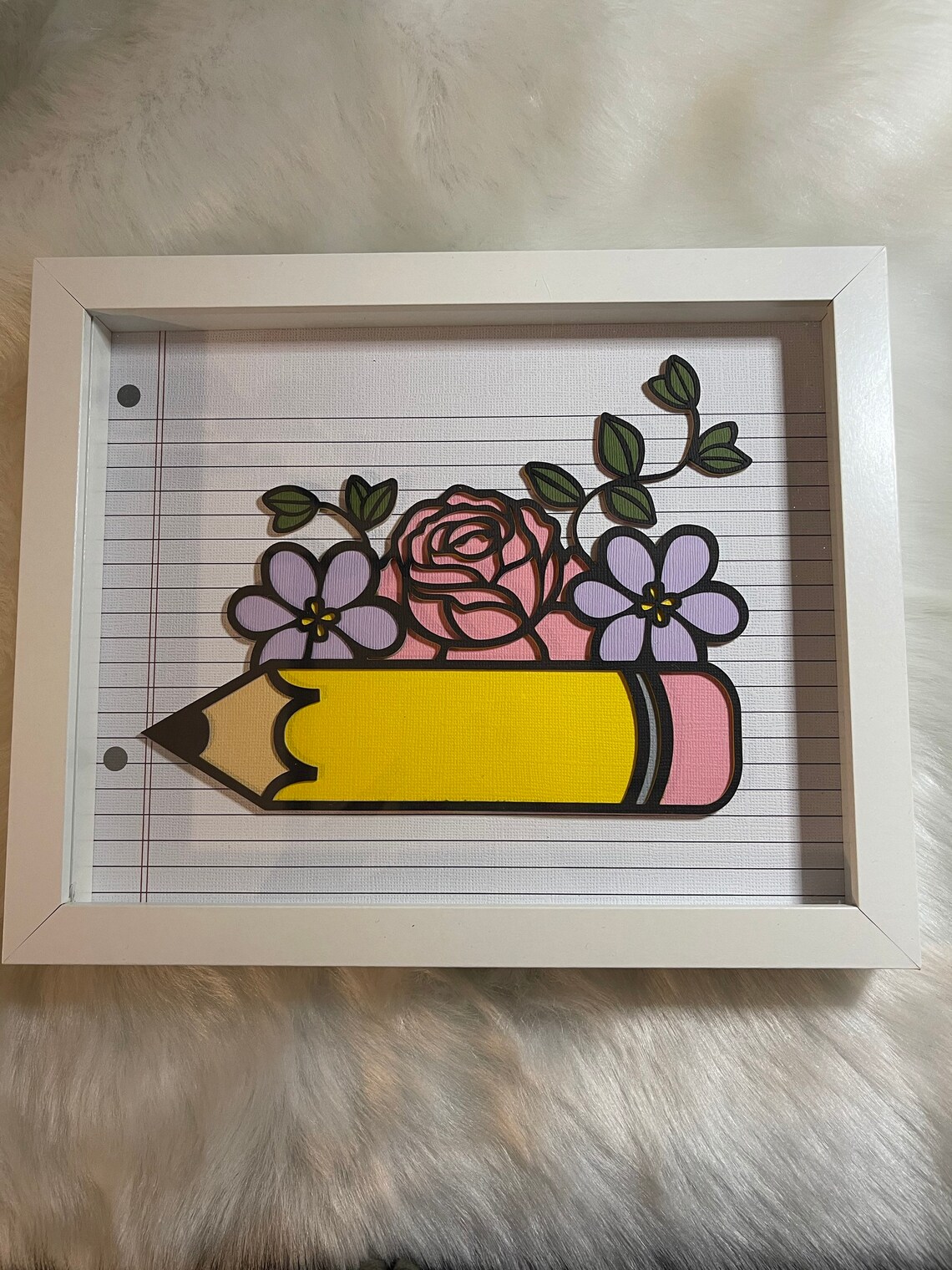 Teacher pencil shadow box | Etsy