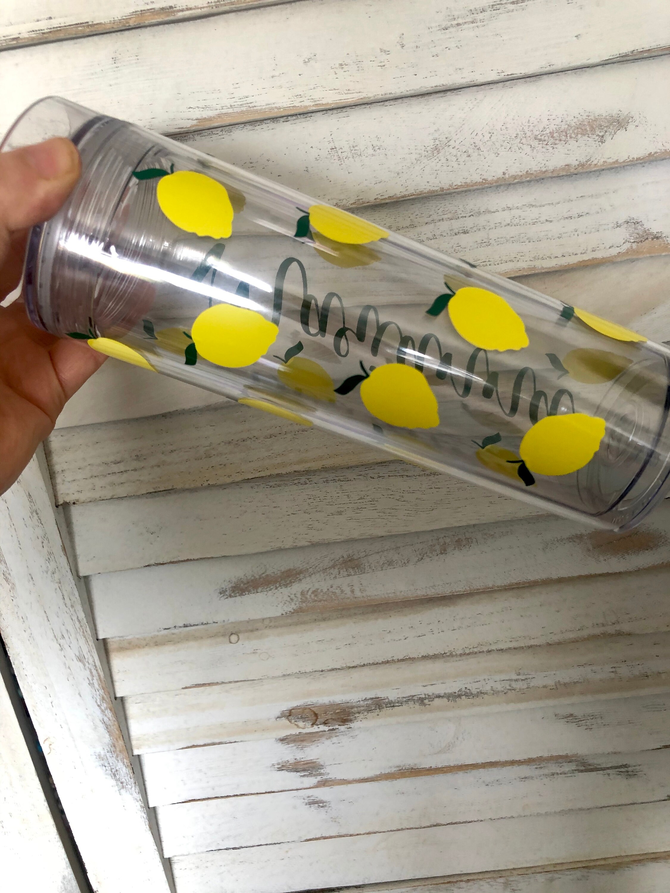 Lemon Theme Skinny Tumbler Personalized Tumbler Lemon - Etsy