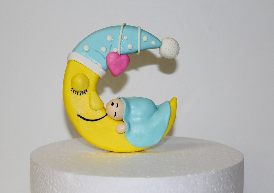 Baby and Moon Cake Topper - Etsy