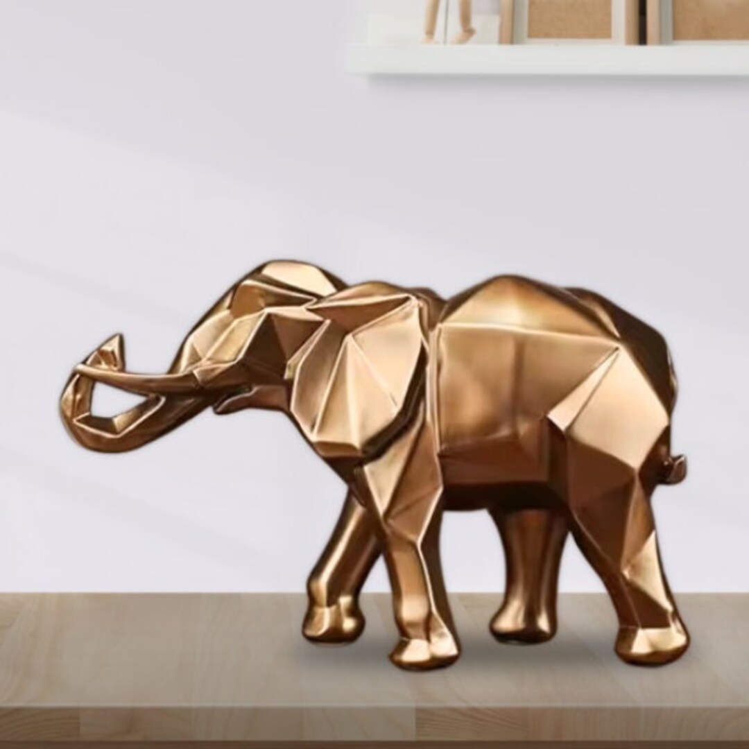DST Delta Elephant Geometric Animal Elephant Bronze Elephant Figurine ...