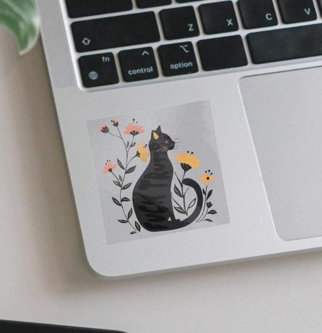 Anti-trump Sticker, Subtle F*ck Trump, Cute Cat With Flowers, Feline ...