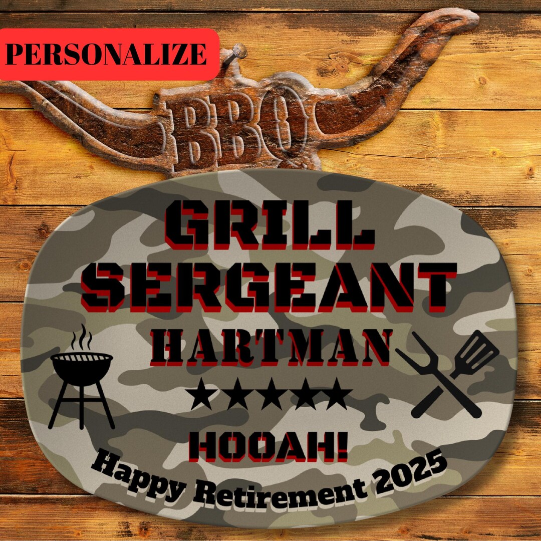 Personalized Camo BBQ Platter: Military Veteran Grill Sergeant Gift - Etsy