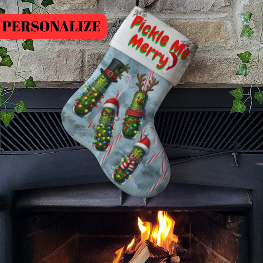 Personalized Pickle Christmas Stocking, Pickle Lover Gift, Custom Name ...