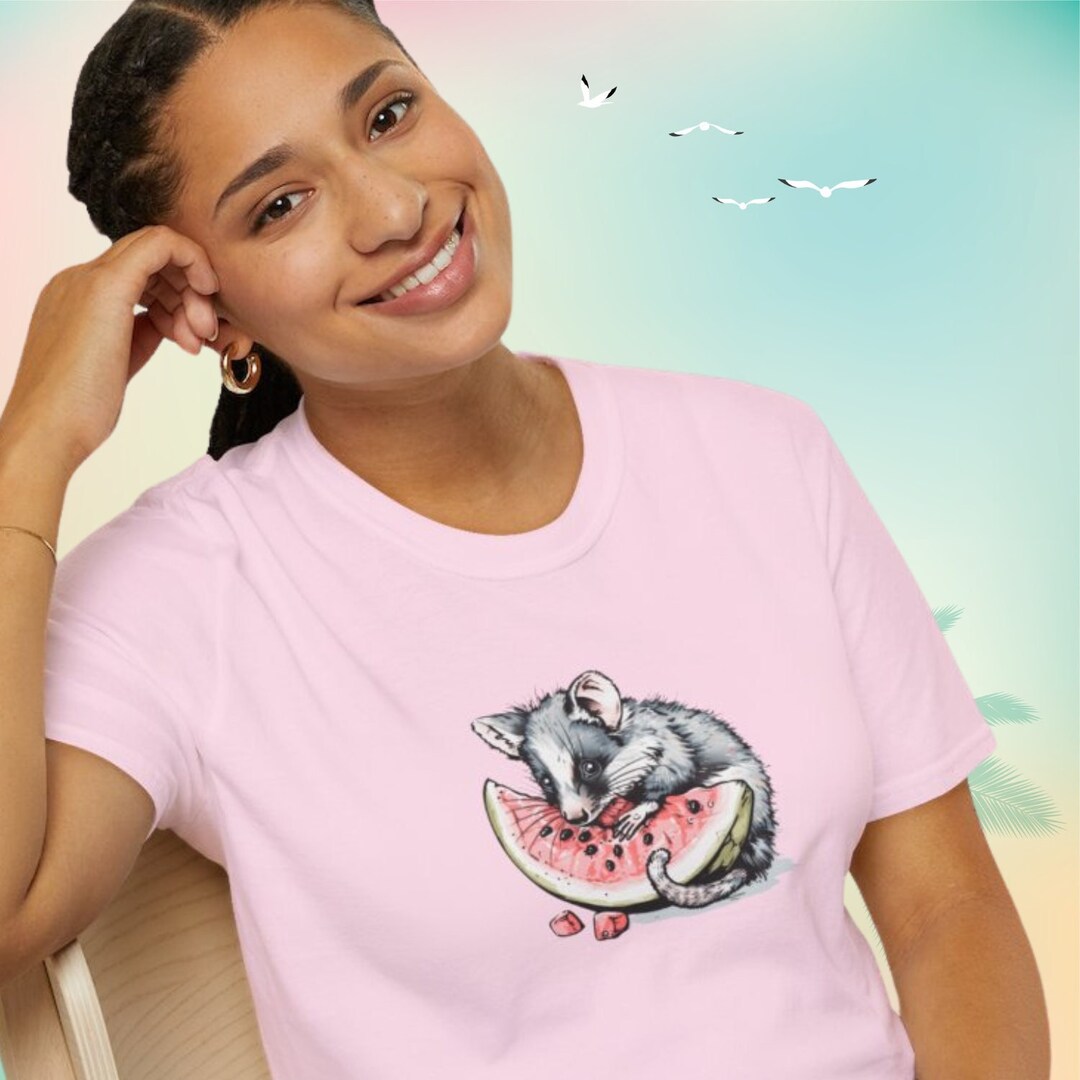 Possum T-shirt - Feral Possum Watermelon Shirt - Funny Animal Lover Tee ...