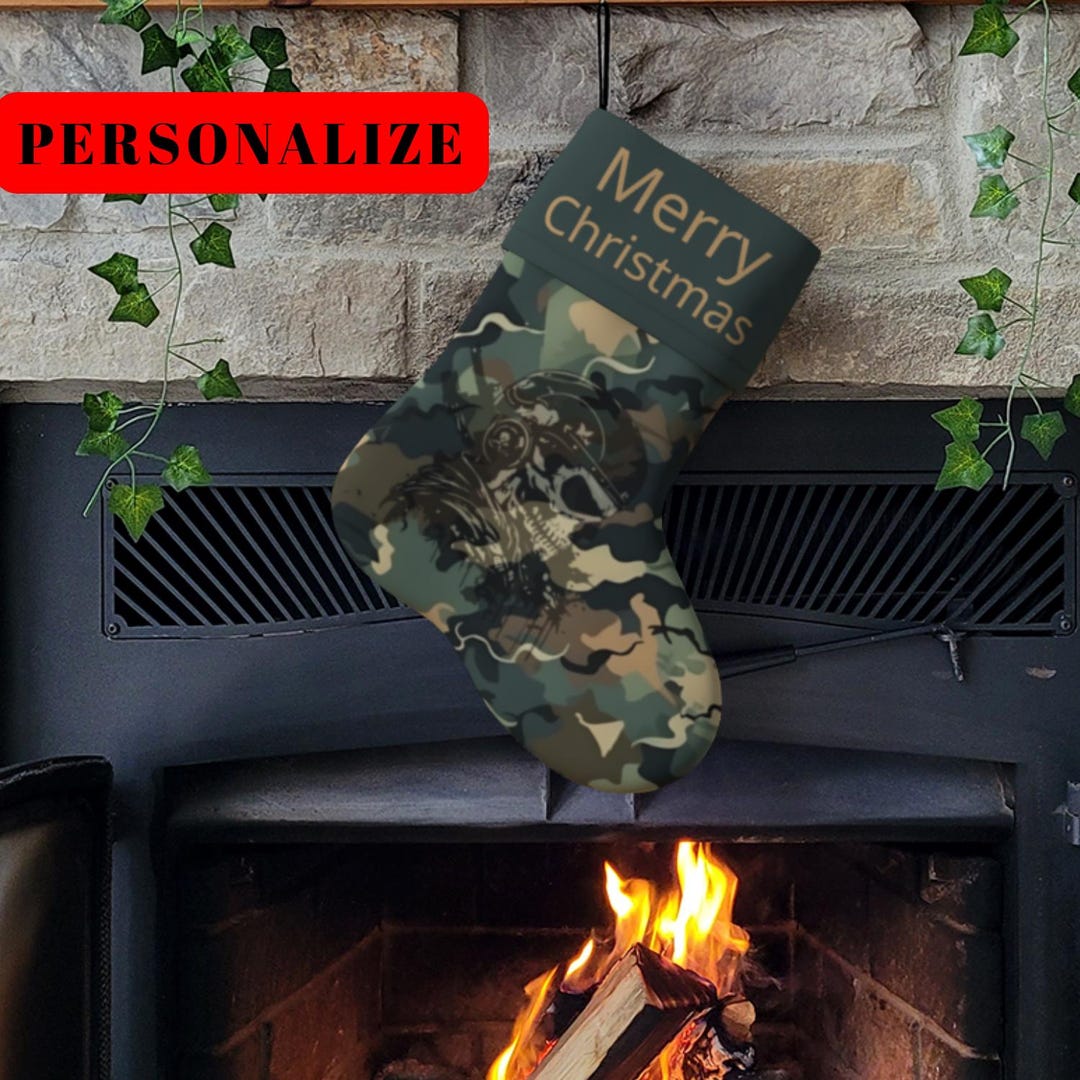 Army Christmas Stocking, Personalized Hero's Xmas Stocking, Camo ...