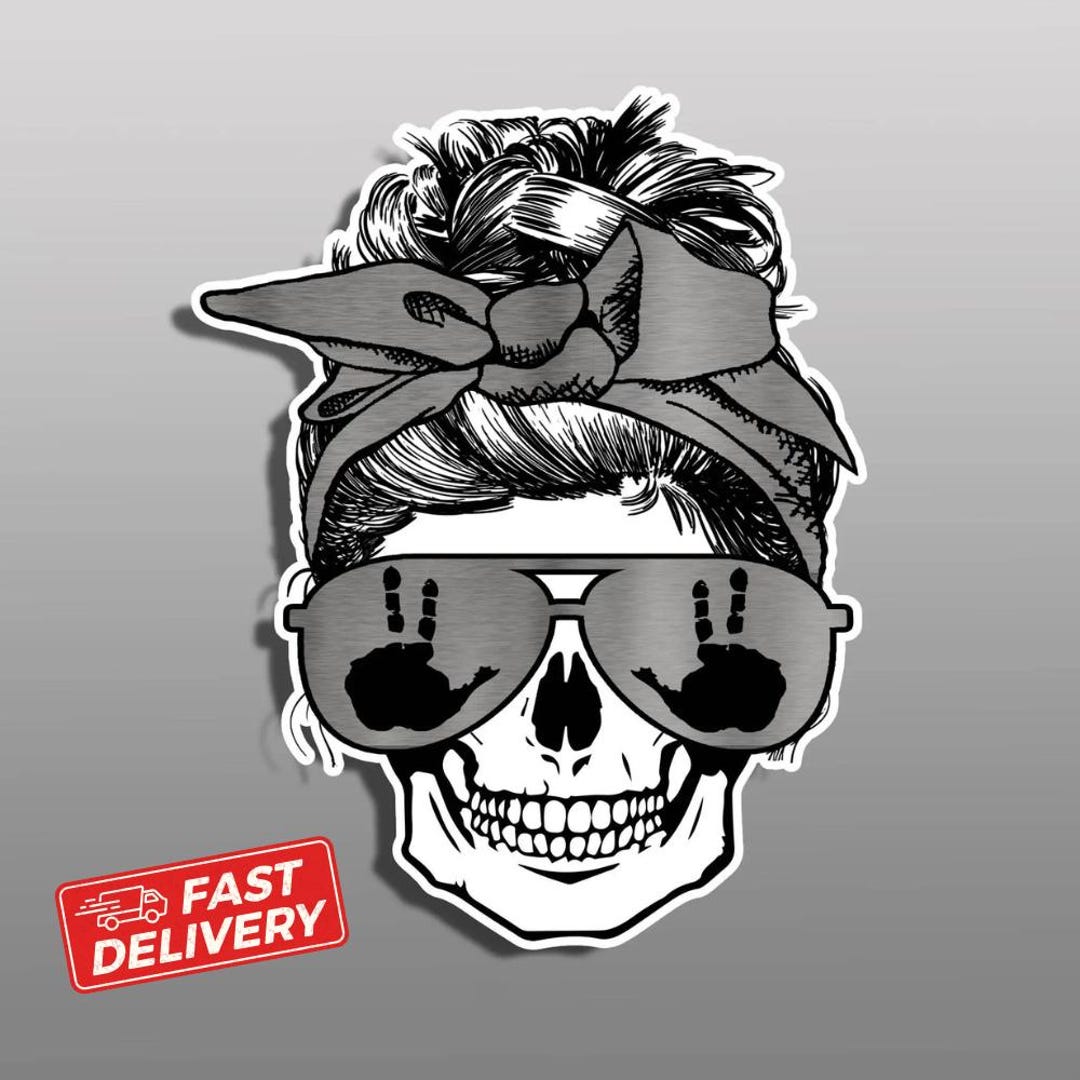 Off-road Skull Vinyl Decal: Messy Bun, Peace Sign, 4x4 Adventure - Etsy