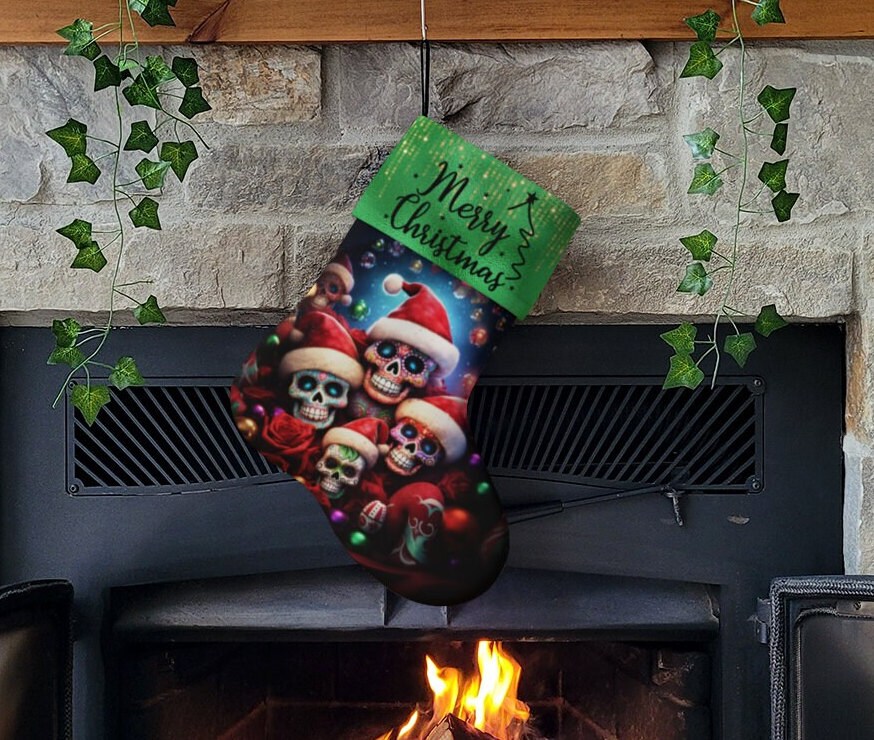Sugar Skull Christmas Stocking Personalized Day of the Dead - Etsy
