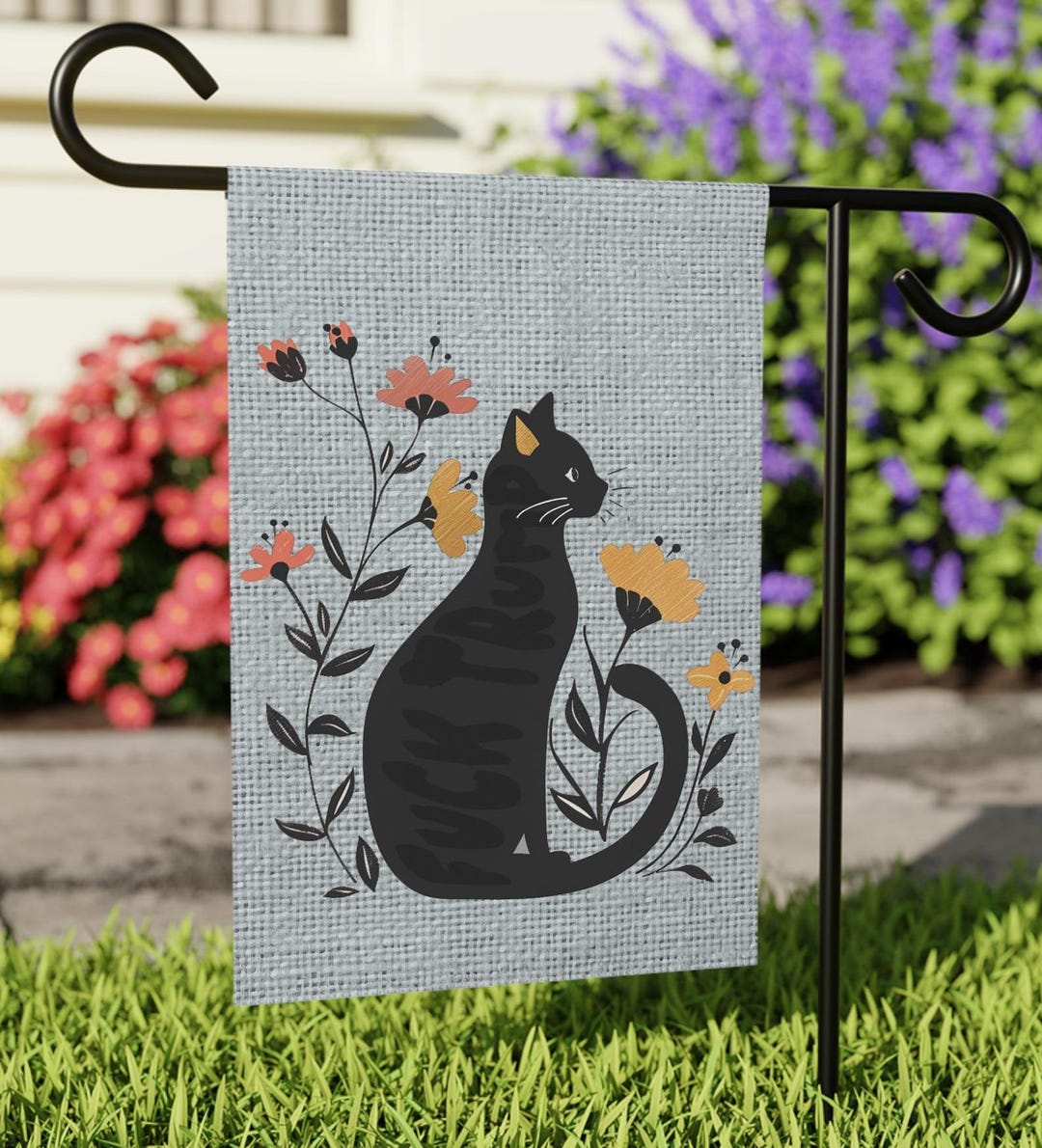 Anti-trump Floral Cat Garden Flag: Sarcastic Democrat Yard Decor - Etsy