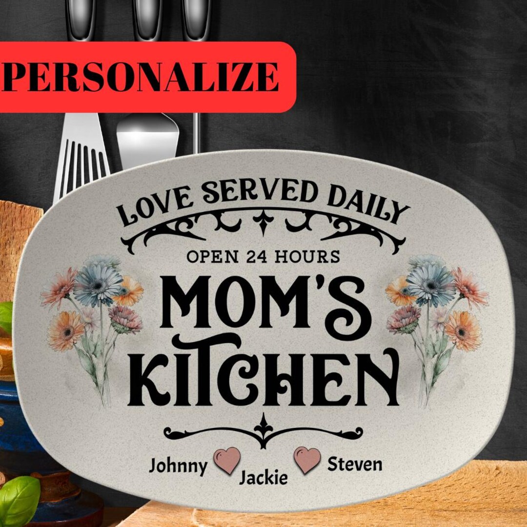 Mom Plate, Mother's Day Gift, Custom Kitchen Platter With Kids' Names ...
