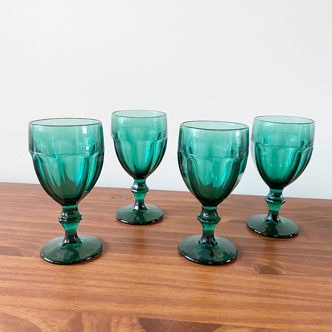 Vintage Juniper Green Duratuff Glass Goblet Set - Etsy
