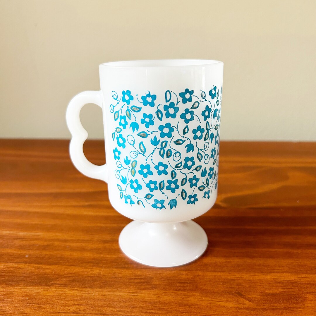 Vintage Corelle Blue Floral Pedestal Mug - Etsy