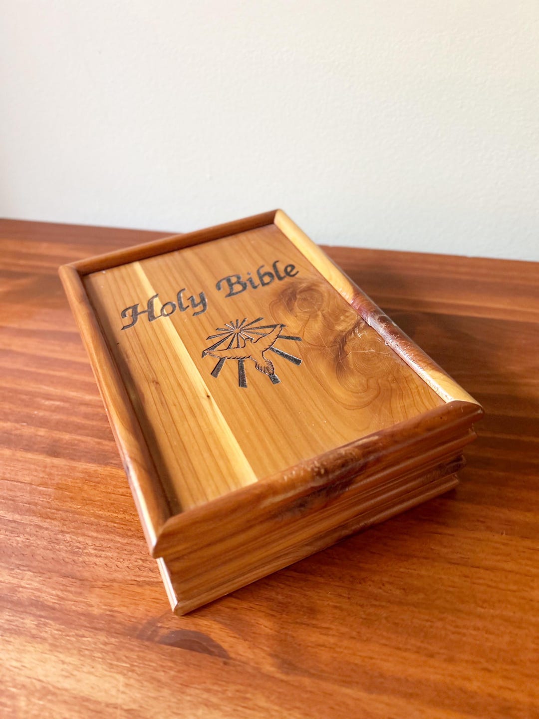 Vintage Wood Cedar Bible Cover Box KJV Comfort Edition - Etsy