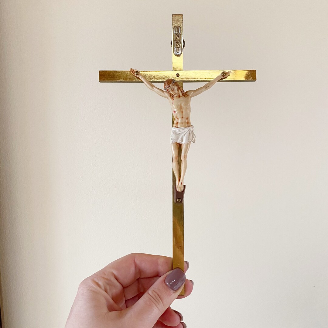 Vintage Brass Crucifix Wall Decor - Etsy