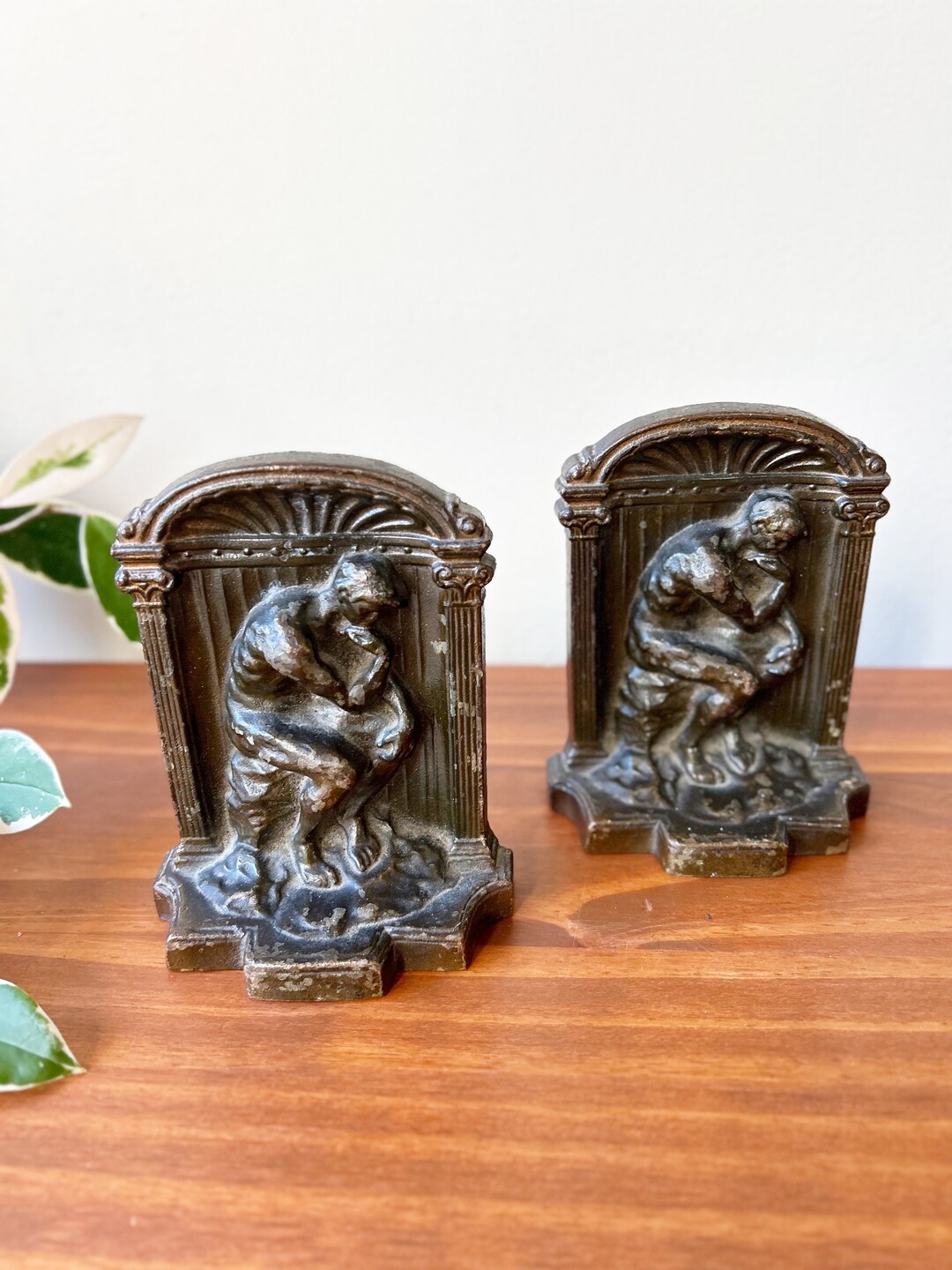 Vintage Heavy the Thinker Bookend Set - Etsy
