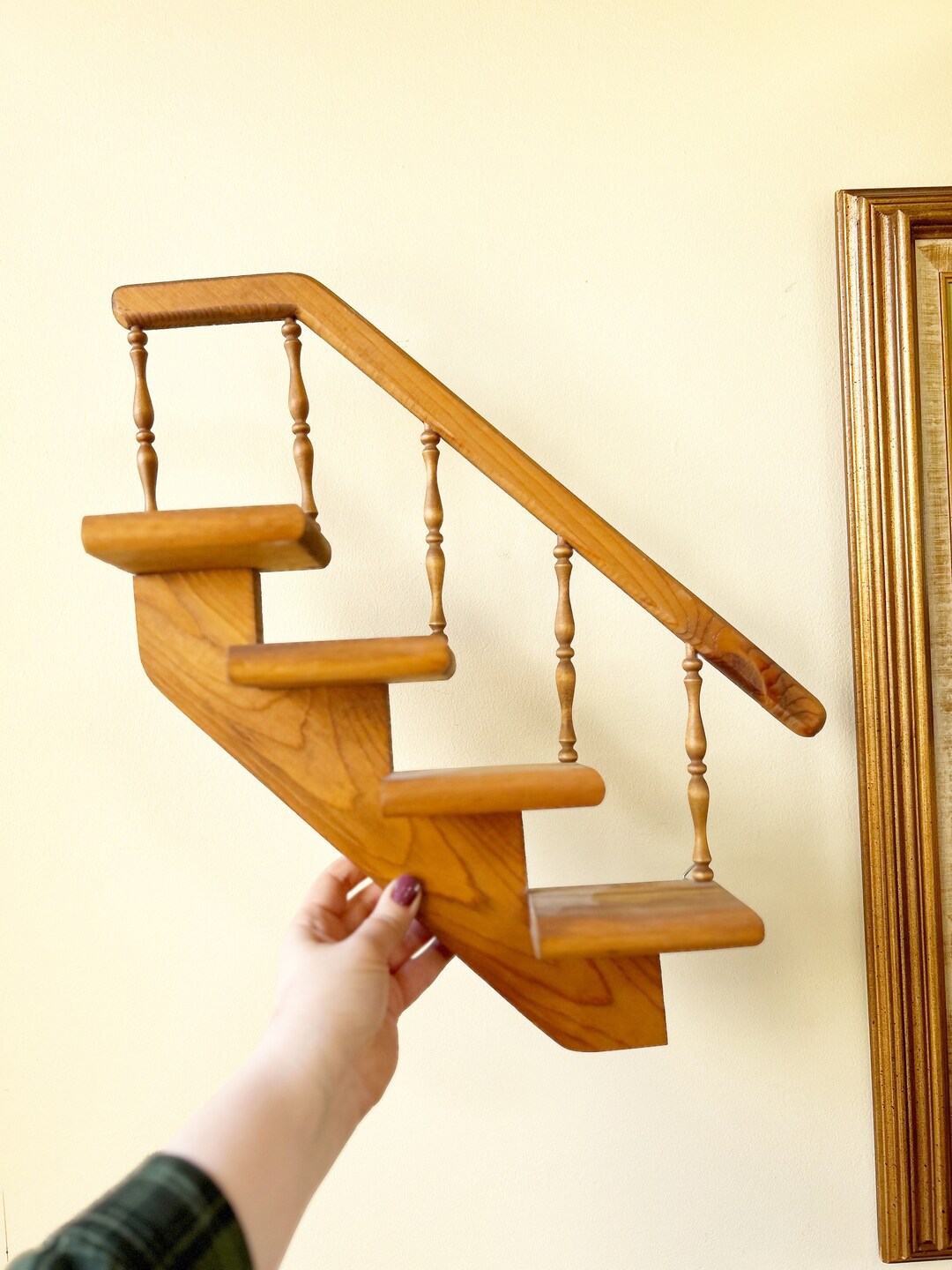 Vintage Wood Stair Trinket Wall Shelf - Etsy