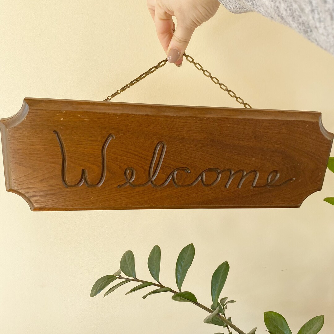 Vintage Handmade Wood Welcome Sign - Etsy