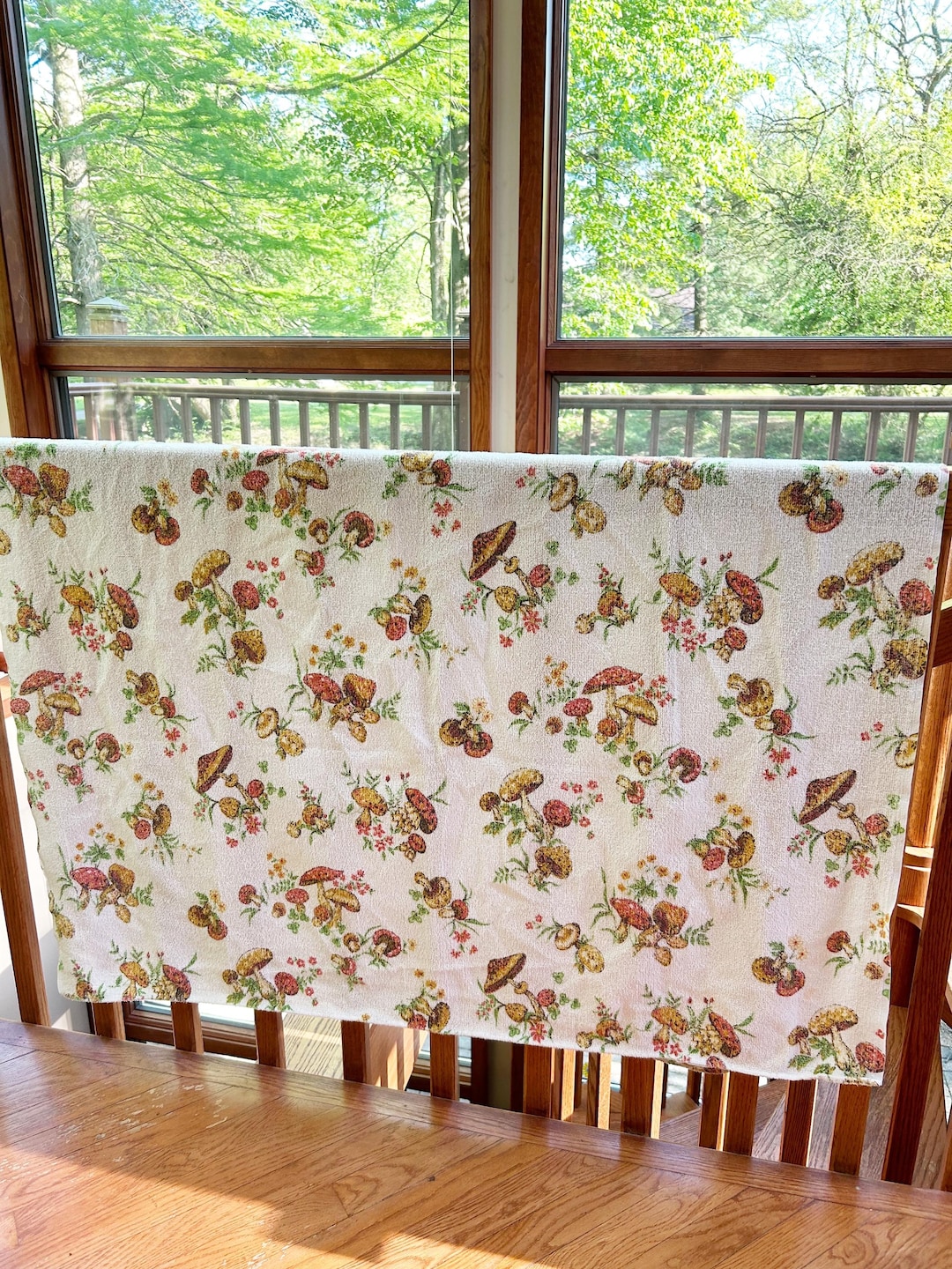 Vintage Retro Terry Cloth Mushroom Recangle Tablecloth - Etsy
