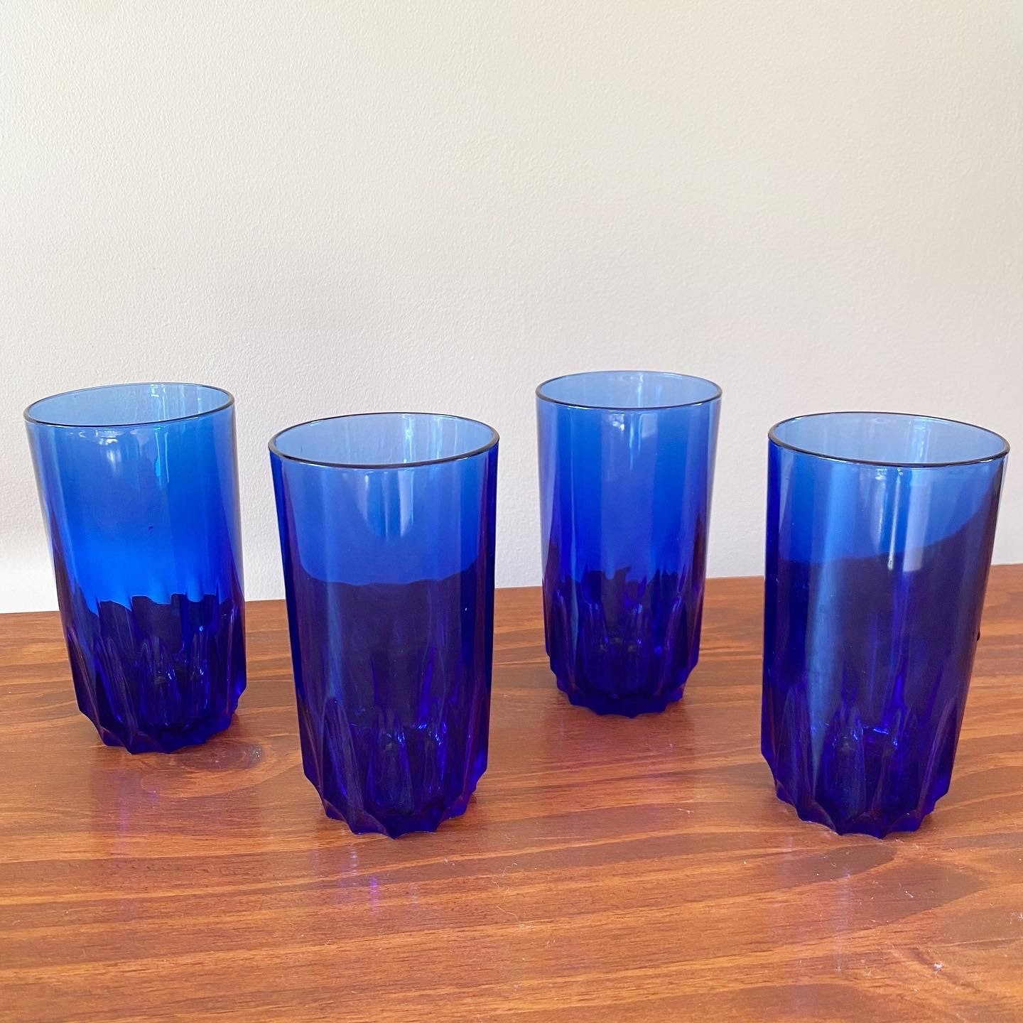 Vintage Blue Luminarc Drinking Glass Set of 4 - Etsy
