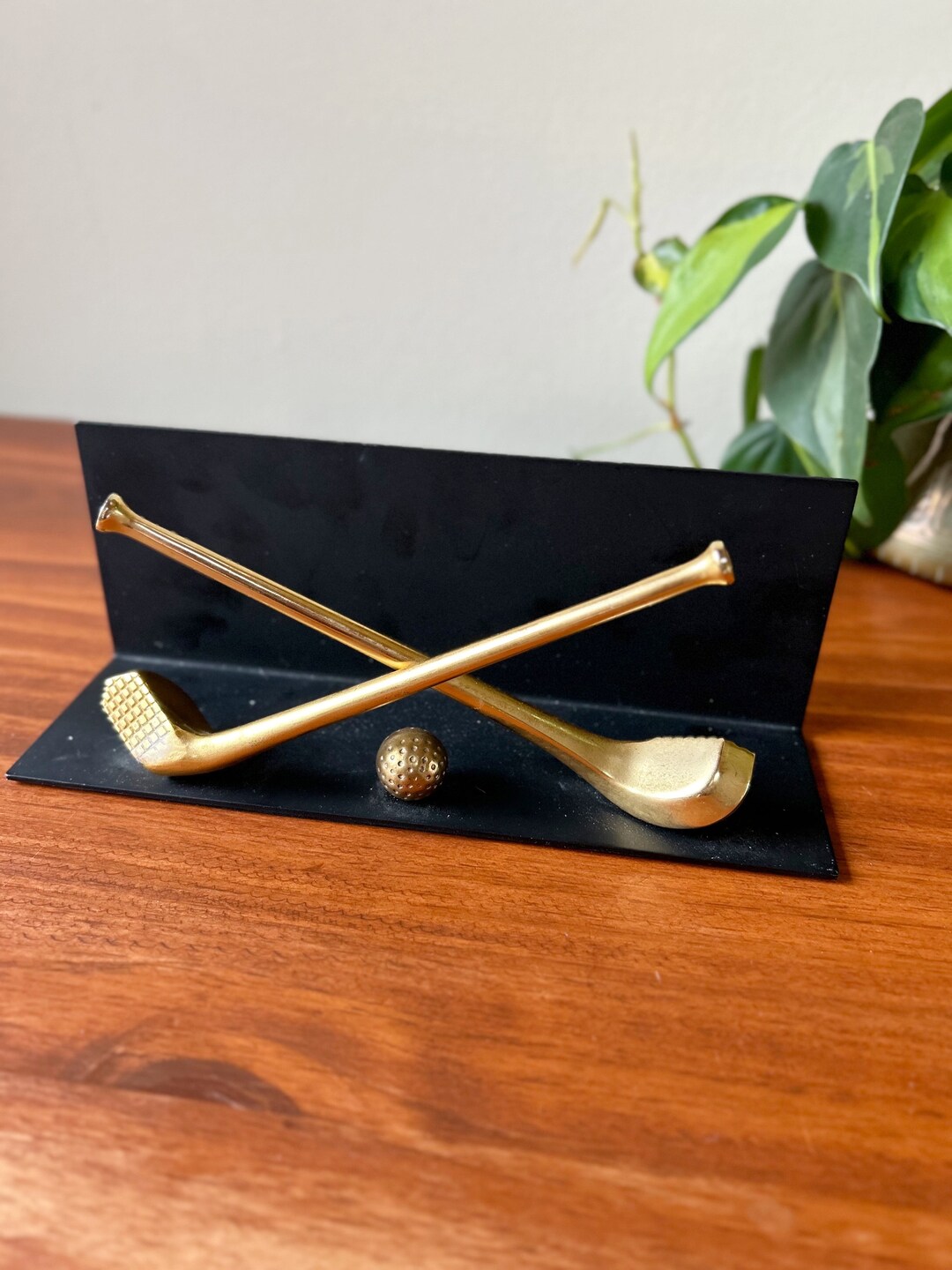 Vintage Brass Golf Desk Envelope Holder Organizer - Etsy