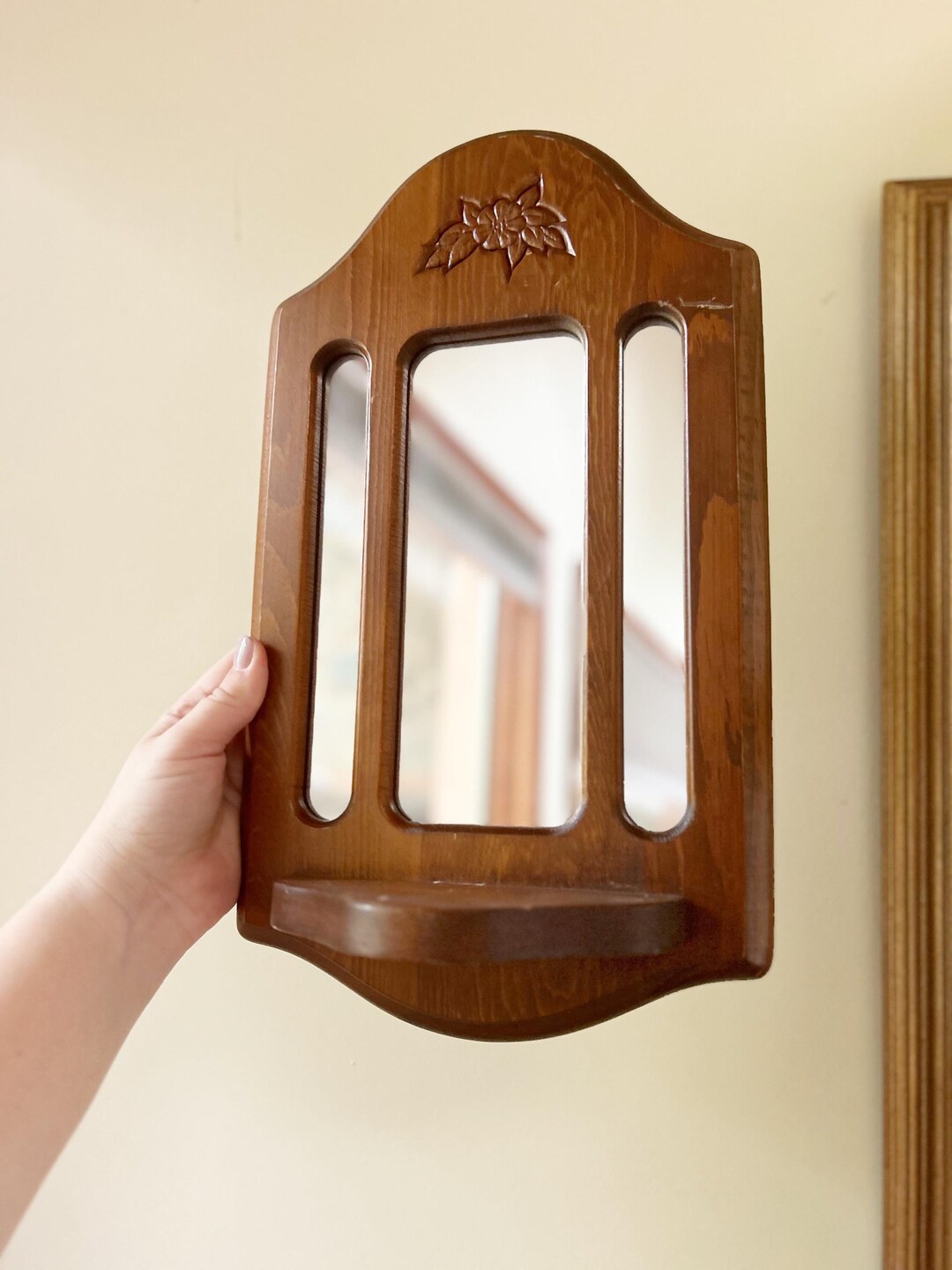 Vintage Wall Wooden Mirror Shelf Ledge - Etsy