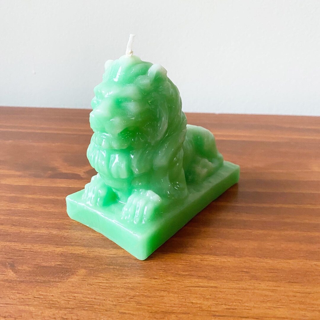 Vintage Jade Color Wax Lion Candle - Etsy