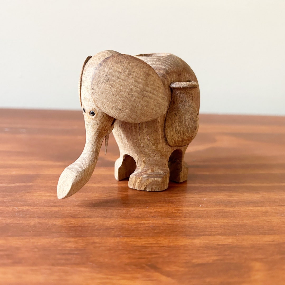 Vintage Wooden Elephant Toothpick Holder Figure Decor - Etsy