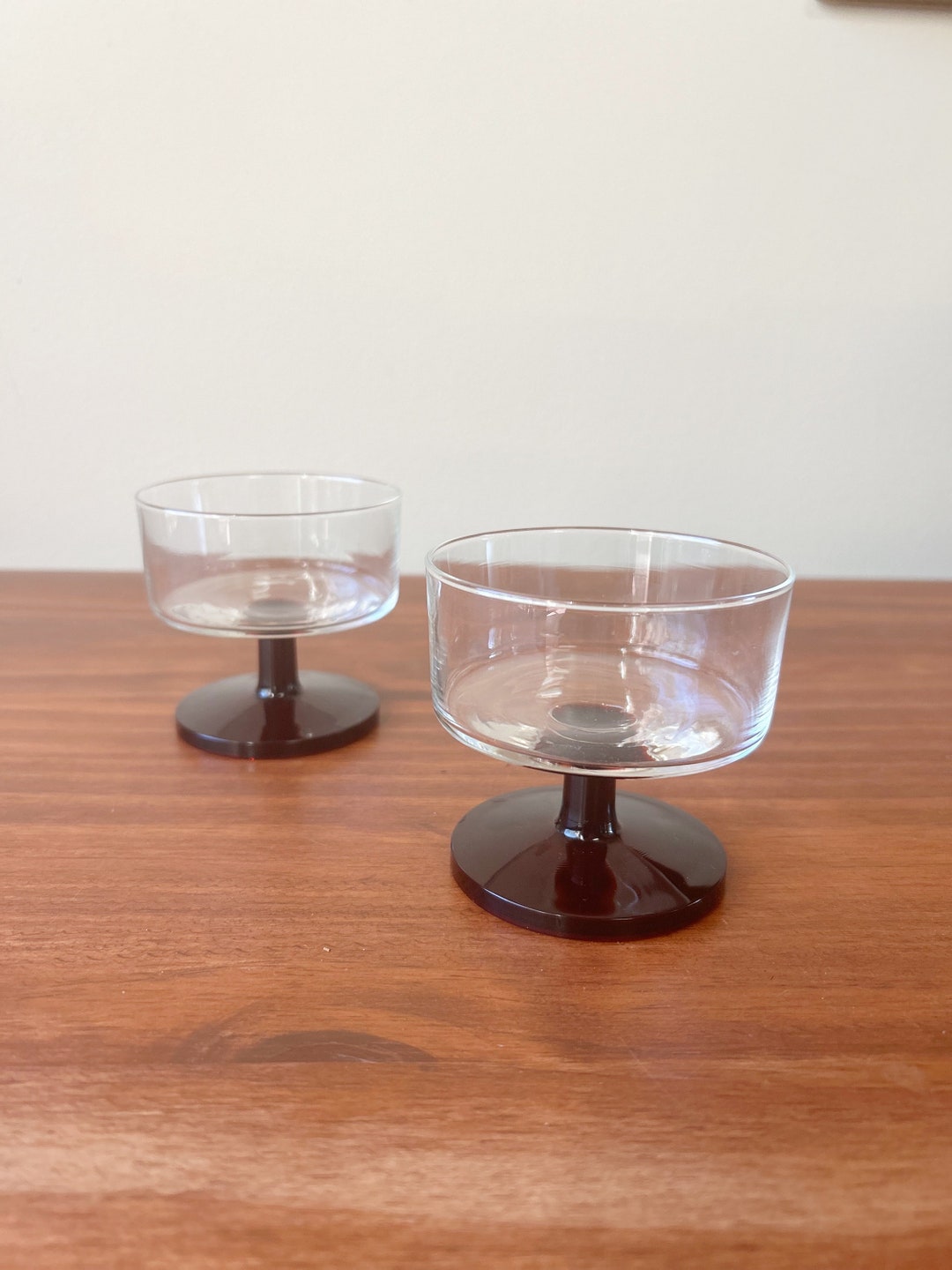 Vintage Luminarc France Red Stemware Champagne Coupe Drinking Glass Set ...