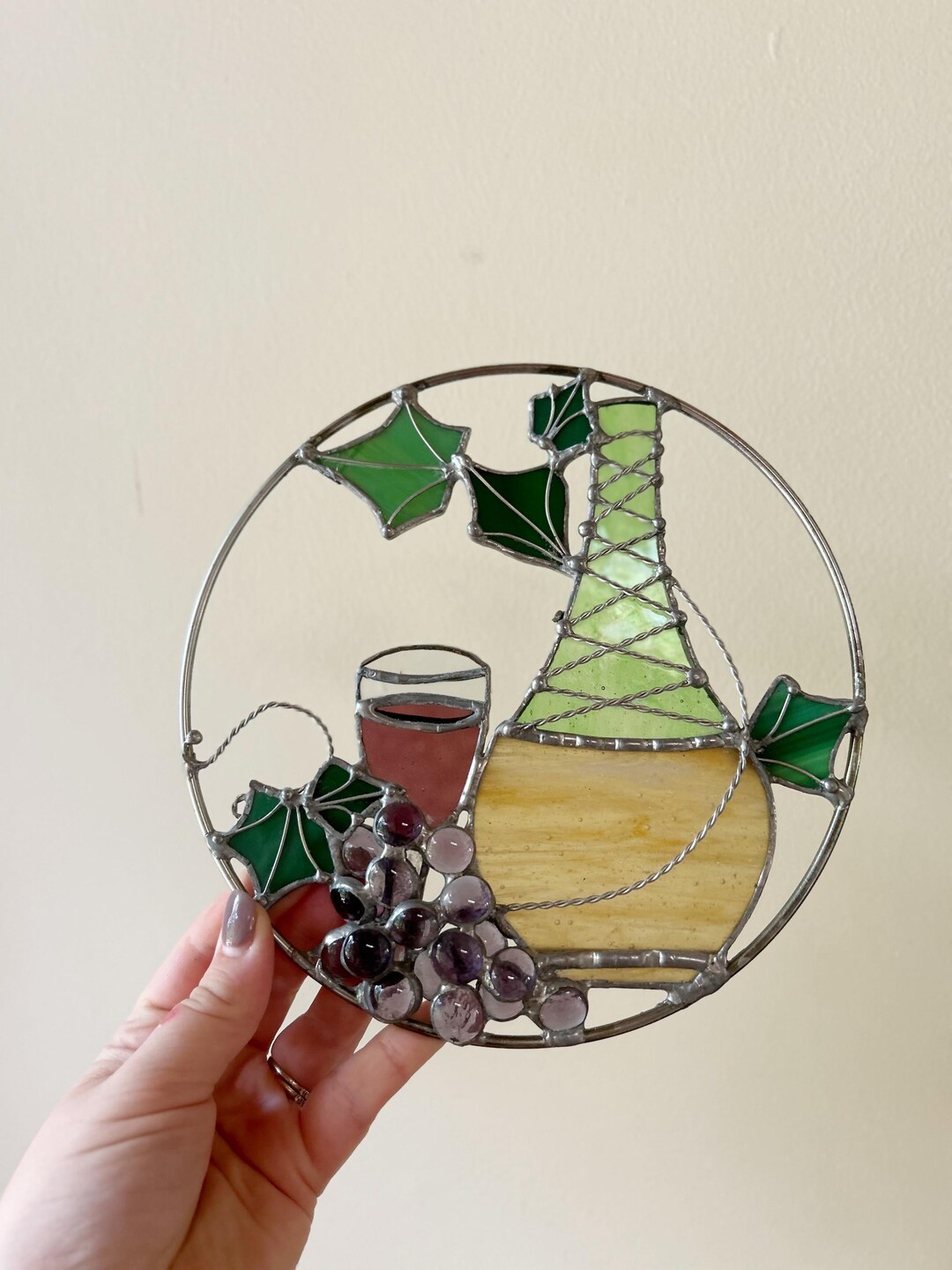 Vintage Wine Stained Glass Wall Window Decor - Etsy