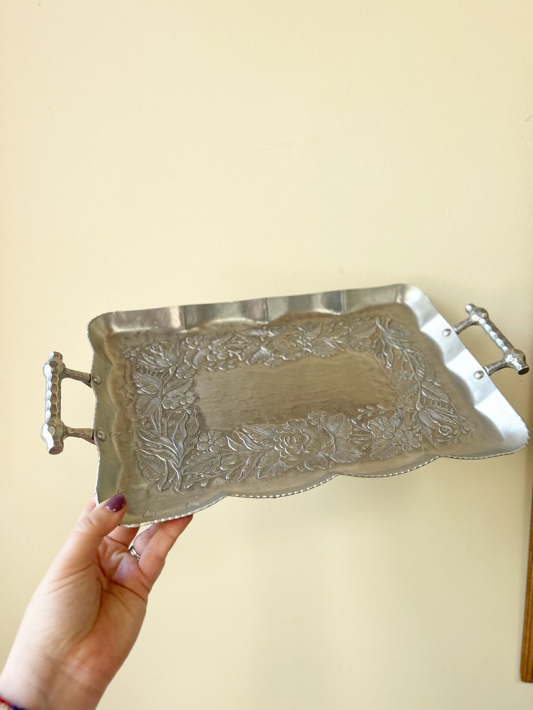 Vintage Silver Everlast Forged Aluminum 1100 Decorative Serving Tray - Etsy