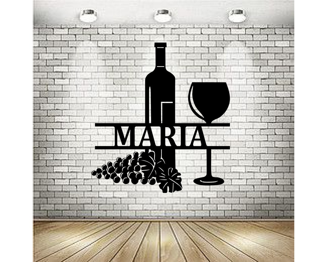 Wine Monogram, Plasma Cut Ready File SVG DXF Metalmonkeez Digital ...