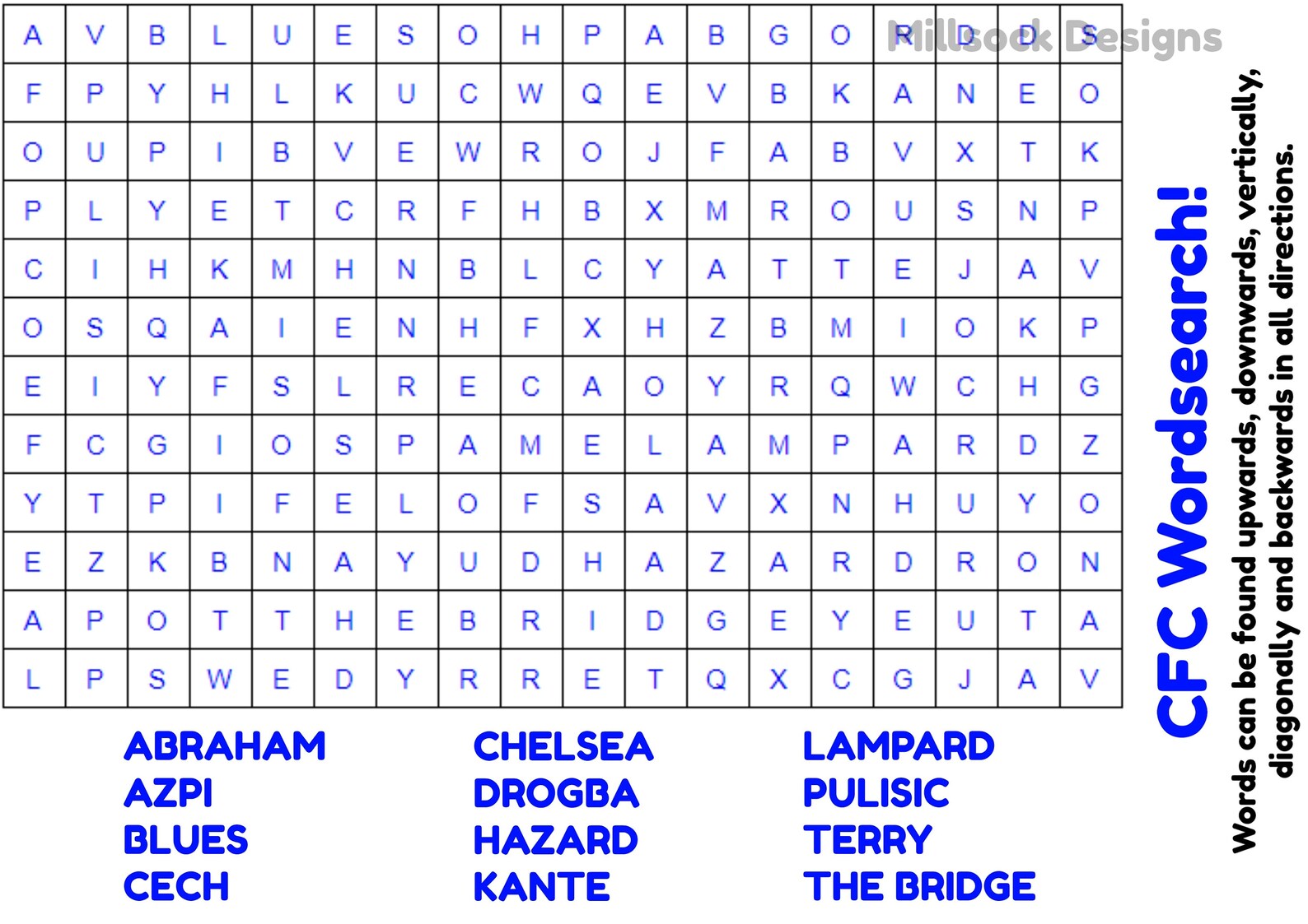 Printable Chelsea FC Wordsearch | Etsy