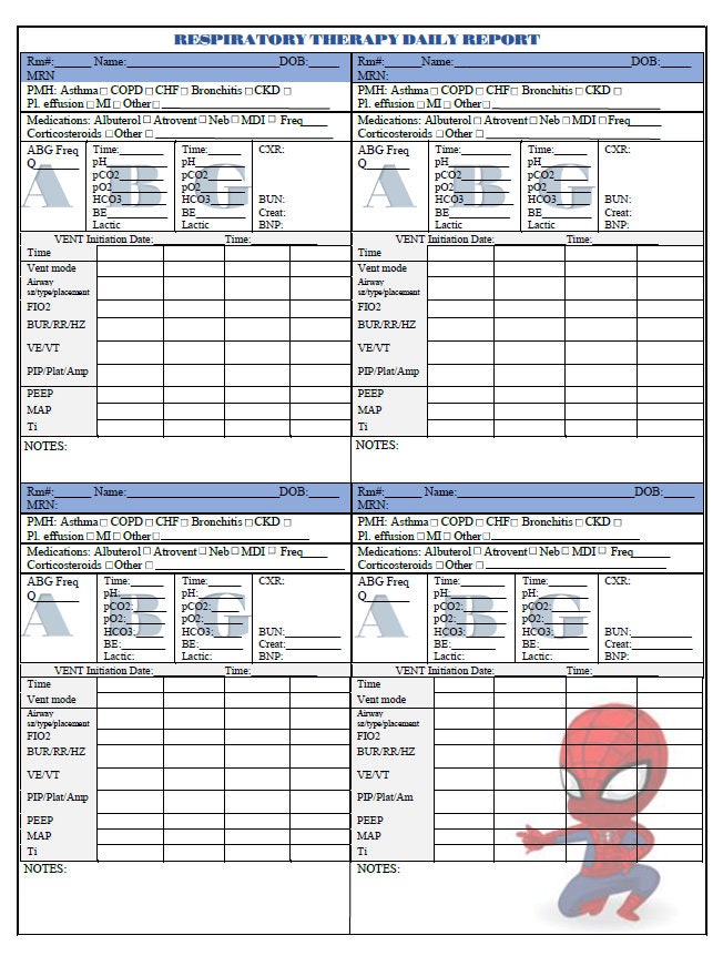 Respiratory Therapist's Report Sheet - Etsy