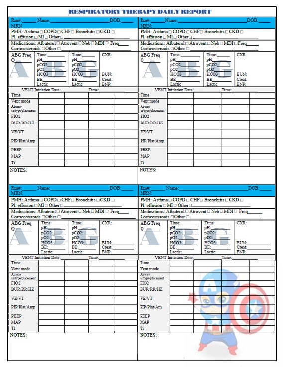 Respiratory Therapist's Report Sheet | Etsy