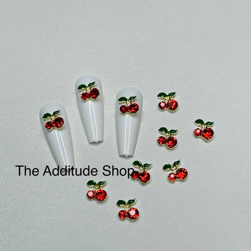 10PC Gold/silver Cherry Charms 3D Nail Charms - Etsy
