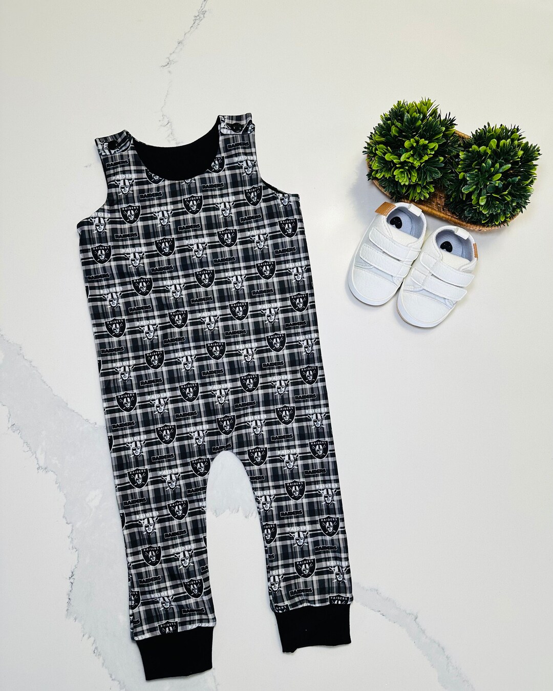 Las Vegas Raiders Stretch Football Baby Infant Toddler Overalls ...