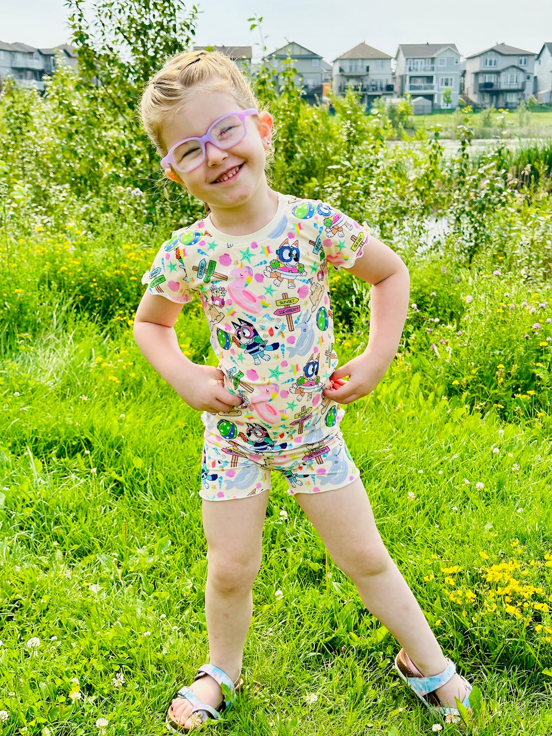 Bluey Bingo Summertime, Two-piece Outfit for Kids, Bluey Cartoon Set ...