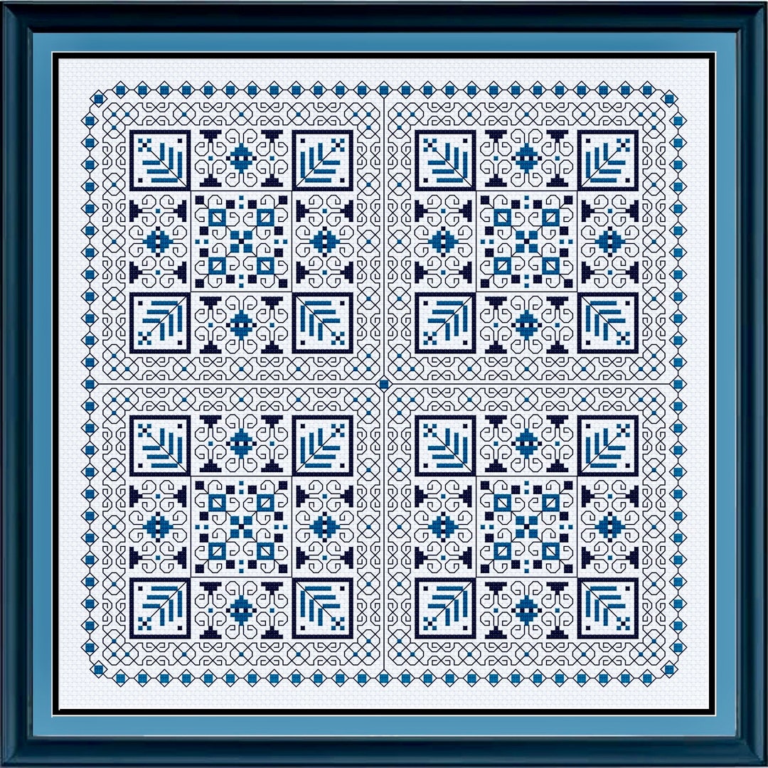 Portuguese Tiles - Blackwork Embroidery Sampler Pattern - Etsy